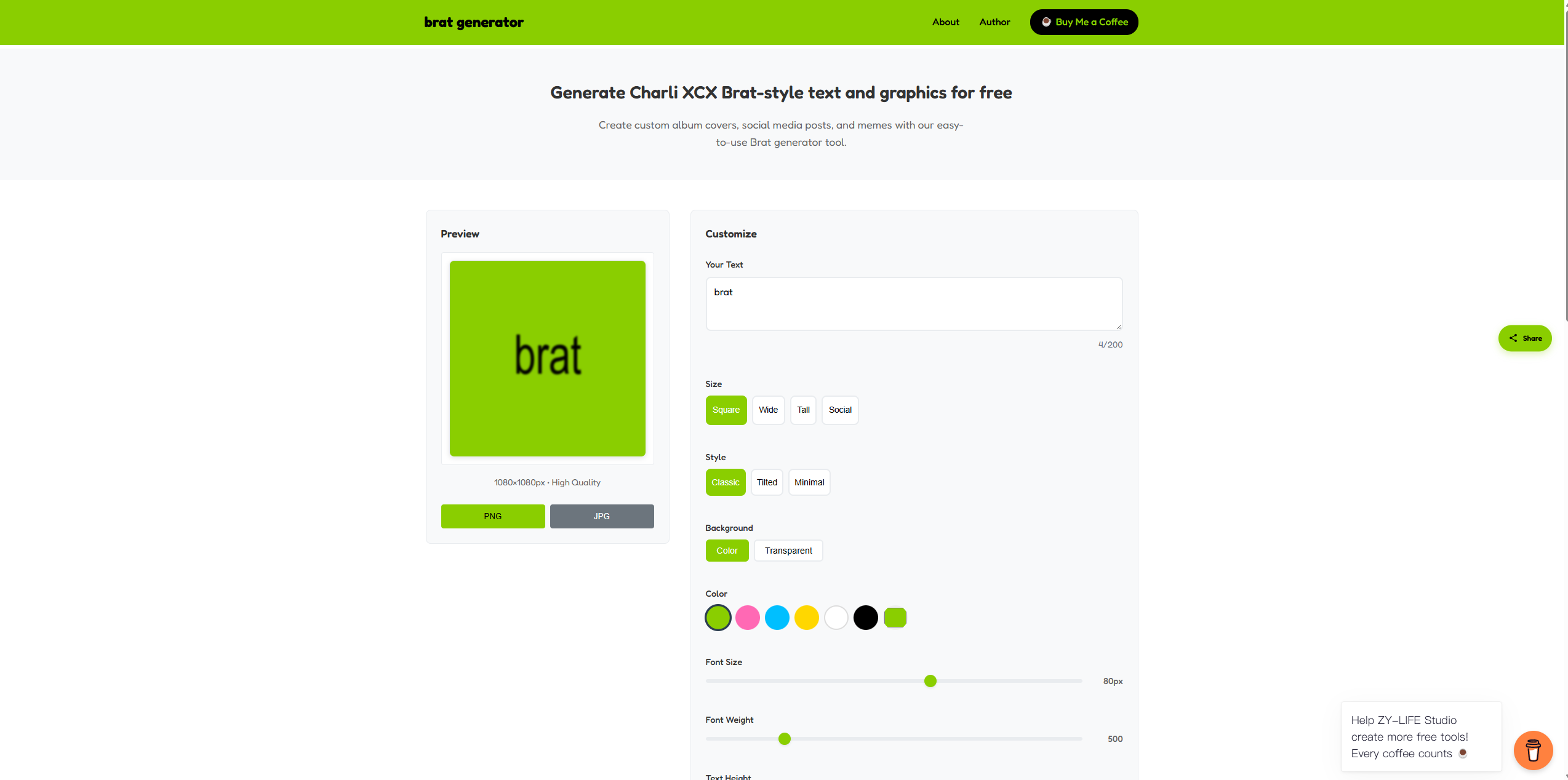 Brat Generator - Create Charli XCX Brat Style Text & Album Covers